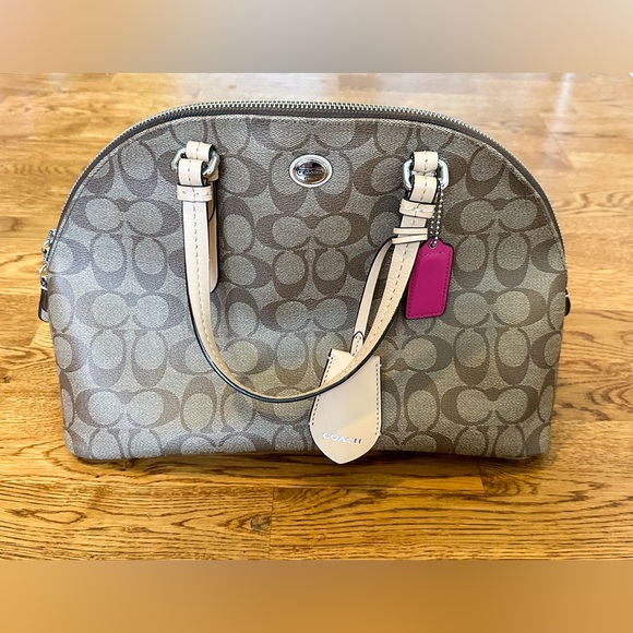 Coach | Bags | Coach Peyton Signature Monogram Cora Domed Satchel ...